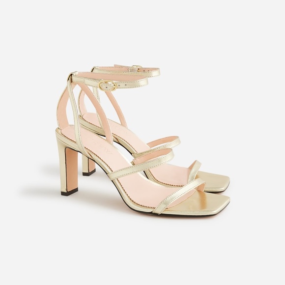 J. Crew | Shoes | Jcrew Ava Strappy Heels In Metallic Leather | Poshmark
